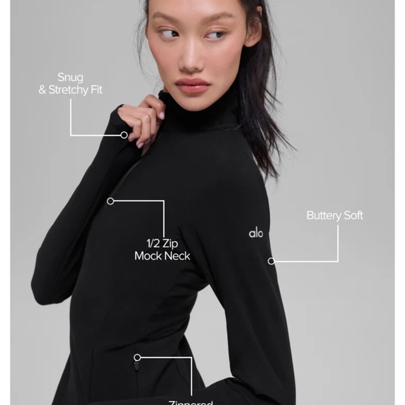 ALO Yoga | Tops | Alo Yoga Black 2 Zip Pullover | Poshmark